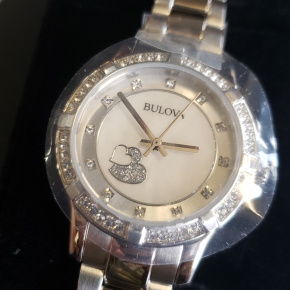 Bulova | Accessories | Nwt Bulova Heart Silver Stainless Steel Watch ...